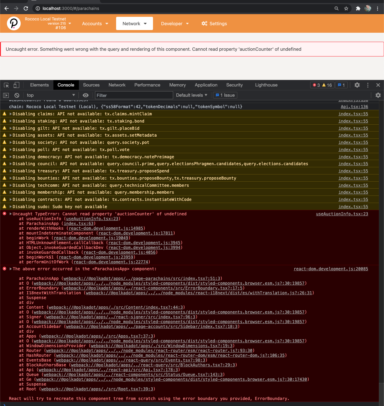 Uncaught error. Something went wrong with the query and rendering of this component. e.query ...