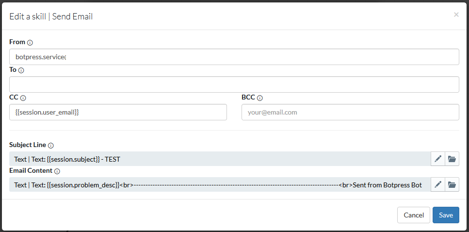 [BUG][FEATURE] Skill Send Email · Issue #823 · botpress/v12 · GitHub