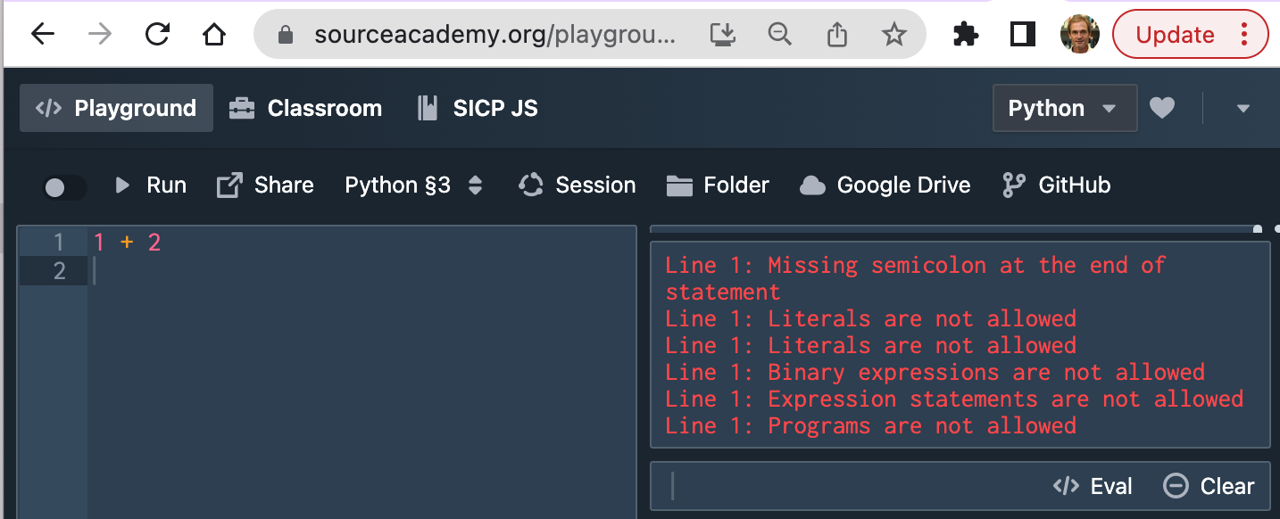 Python: not working · Issue #2450 · source-academy/frontend · GitHub