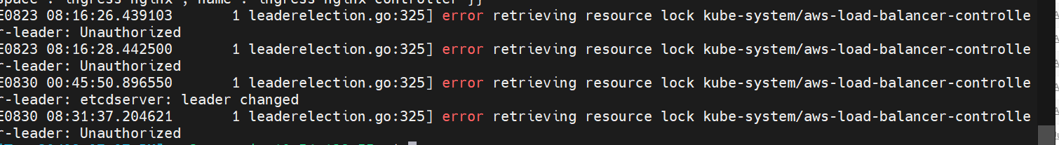 leaderelection.go:330] error retrieving resource lock ingress-nginx/ingress-controller-leader ...