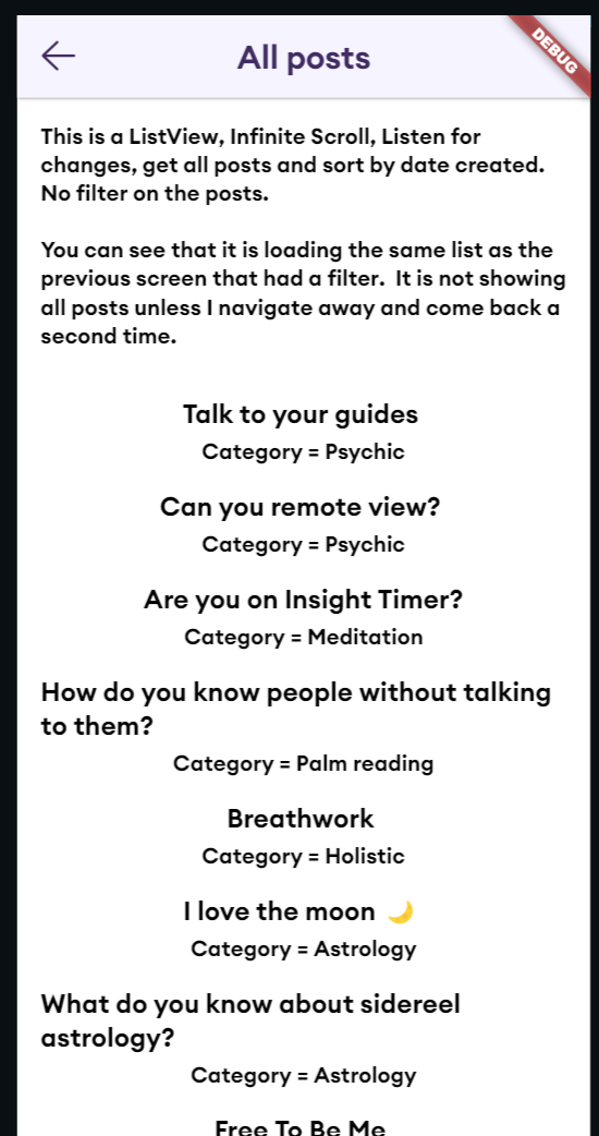Listview With Infinite Scroll List Doesnt Show Newly Added Documents