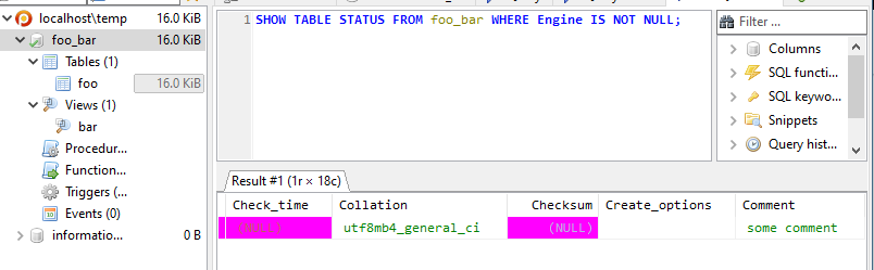 Table comment displays [view] is not BASE TABLE · Issue #781 · HeidiSQL/HeidiSQL · GitHub