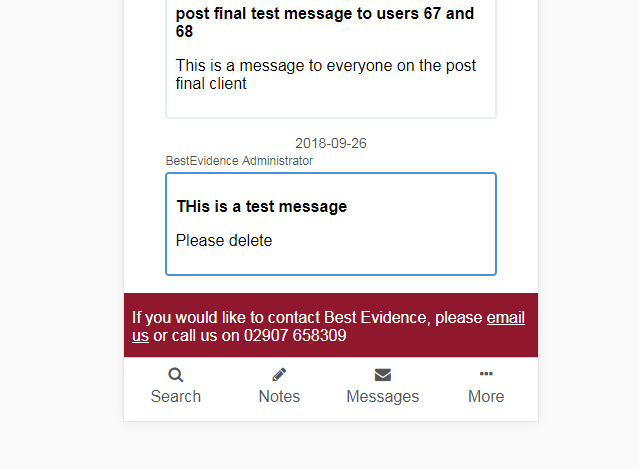 Message page for client user showing wrong message at bottom · Issue ...