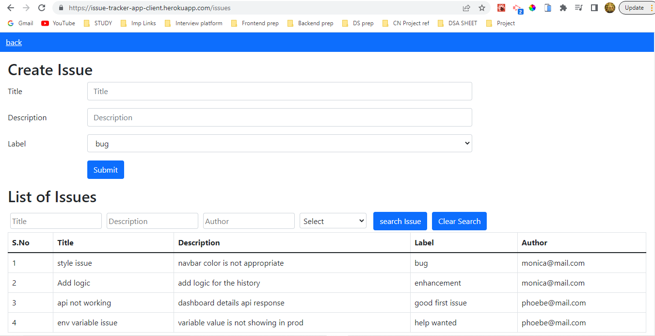 GitHub - Geethabommi/issue-tracker-frontend: Issue Management and tracking application