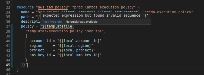 Syntax Error on valid piece of code using templatefile function · Issue #214 · hashicorp/vscode ...