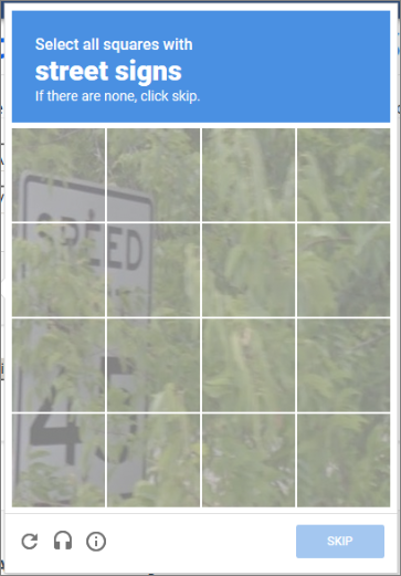 Recaptcha Screen Freezes Upon Clicking Skip And Get A New Challenge Buttons · Issue 170 