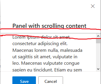 Panel with scrollable content focuses on the scrollable content ...