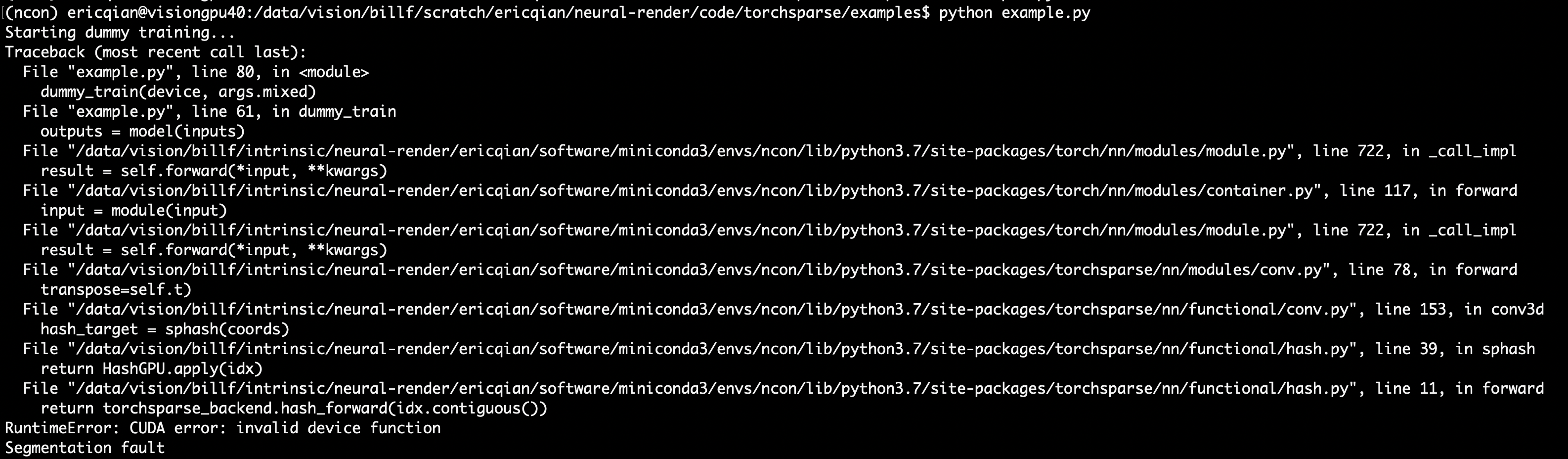 Invalid Device Function In Example · Issue 79 · Mit Han Lab Torchsparse · Github