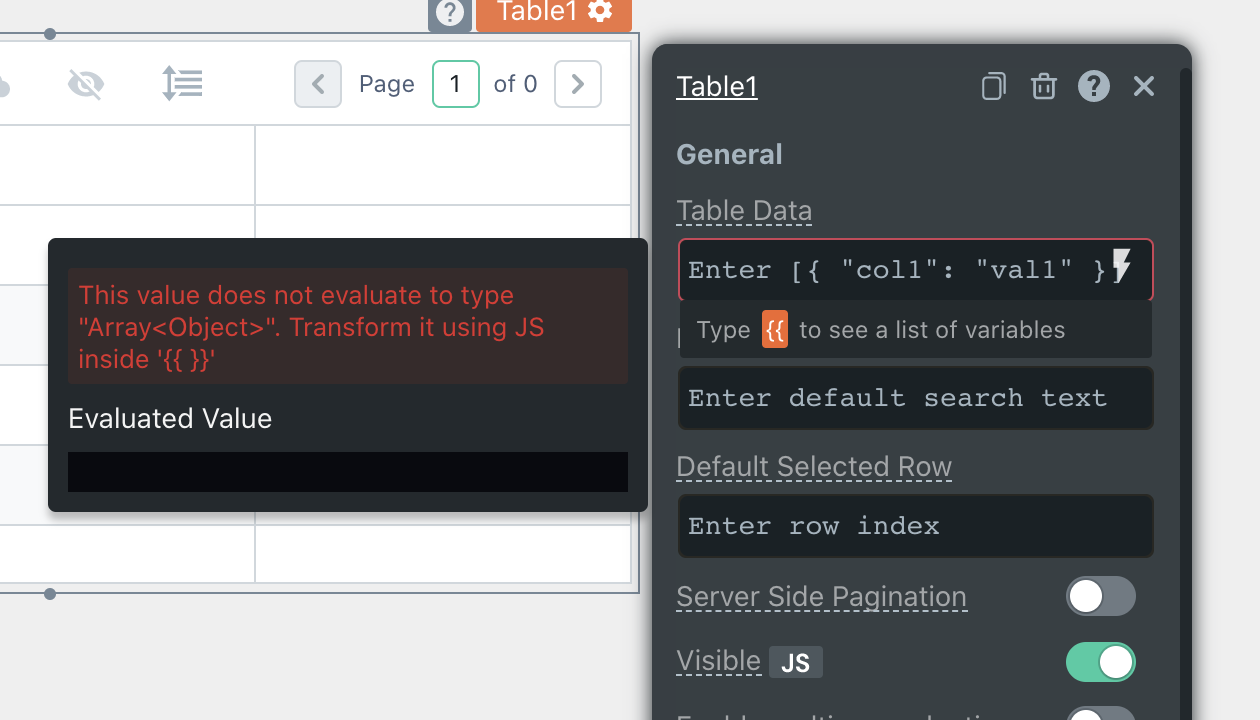 Bug Table Data Field Shows An Error When Its Empty · Issue 2306 · Appsmithorgappsmith · Github 