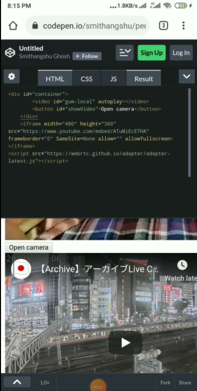 WebRTC camera stream is crashing if embedded with YouTube video on the same page · Issue #1057 ...