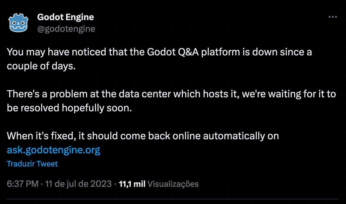 Ask Godot is down for a few days · Issue #1 · godotengine/godot-question2answer · GitHub