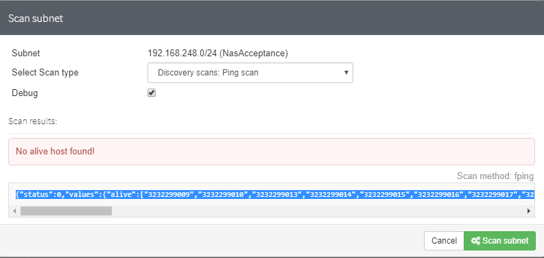 Subnet Scan Returns No Host Alive · Issue 1339 · Phpipamphpipam · Github