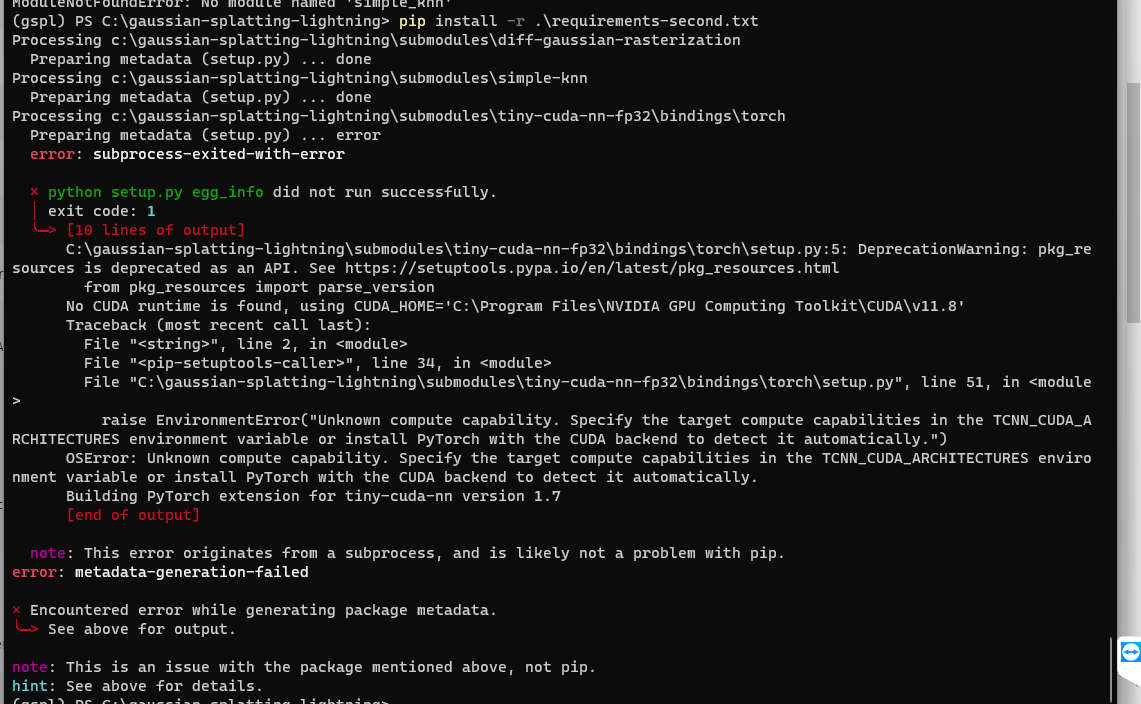 fail to install requirements-second (CUDA) · Issue #2 · yzslab/gaussian-splatting-lightning · GitHub