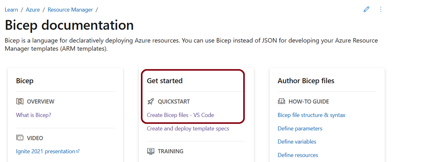 Link VS quickstart in bicep documentation · Issue #9589 · Azure/bicep · GitHub