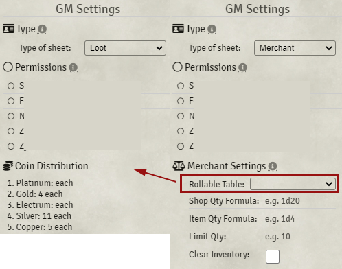 Make it clear that you can assign a roll table to both the "Merchant ...