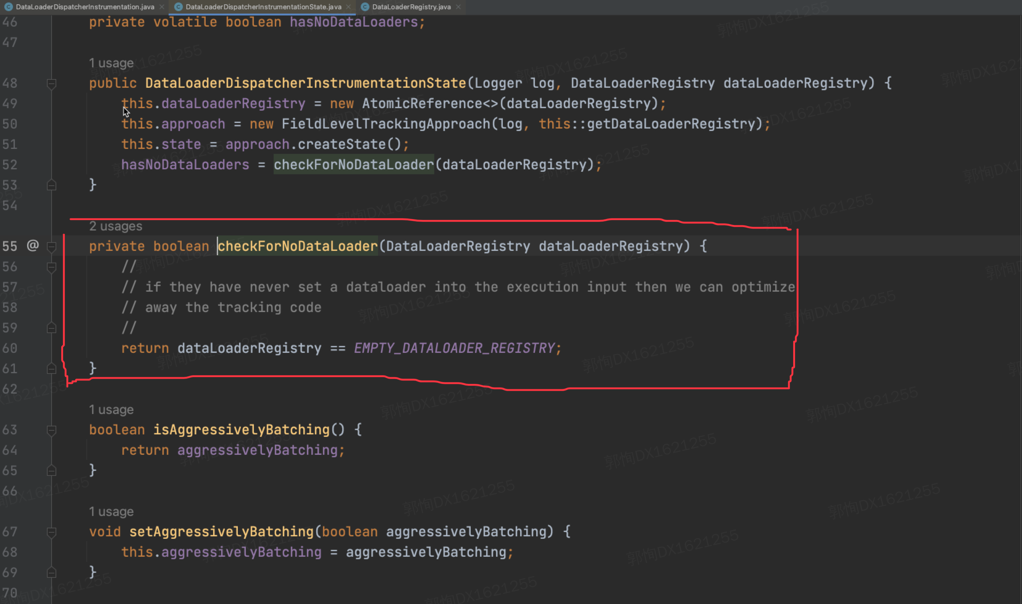 Some questions about the DataLoaderDispatcherInstrumentationState.checkForNoDataLoader method ...