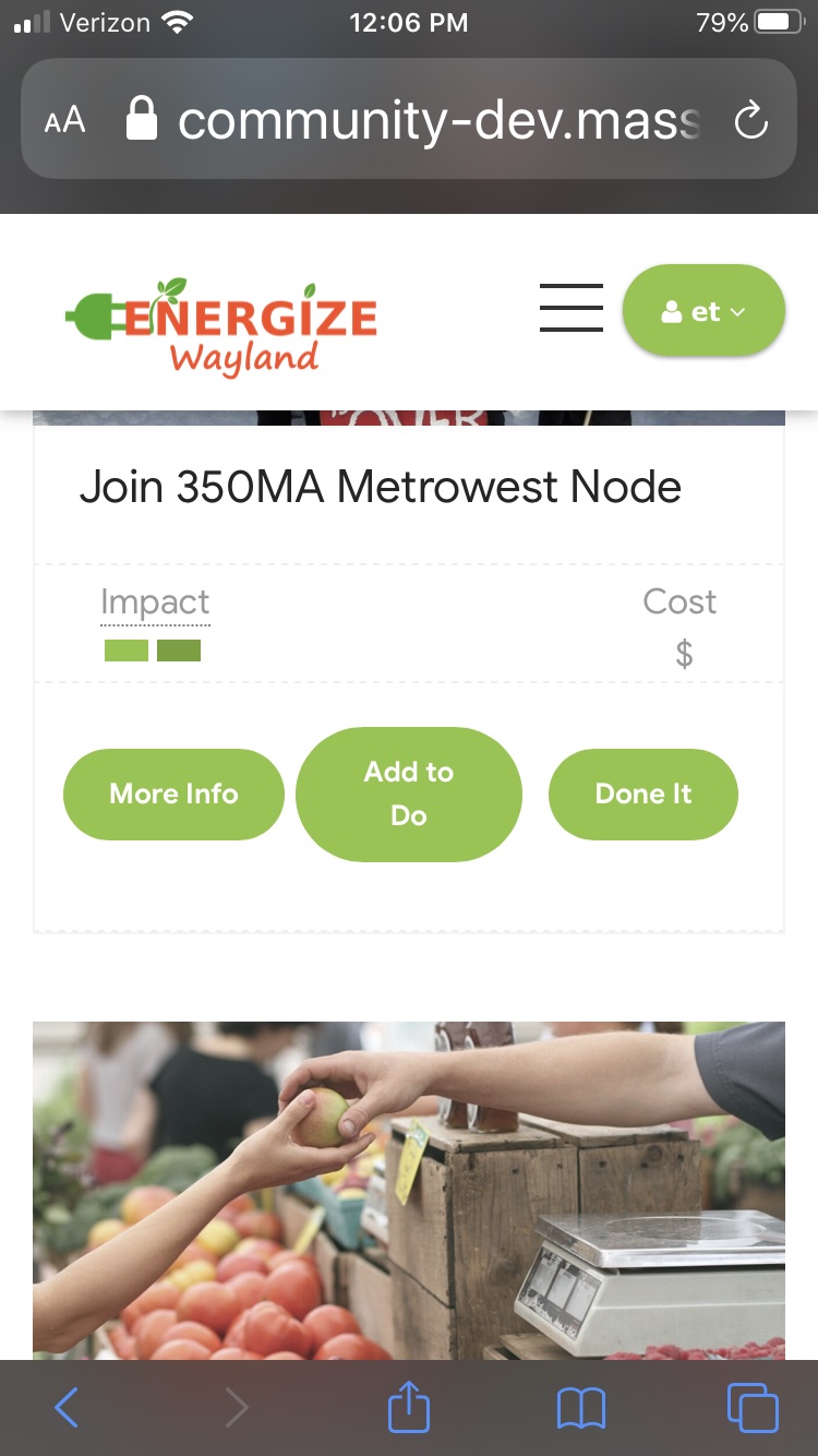 Phone Display: Actions/Buttons/Done it · Issue #127 · massenergize/frontend-portal · GitHub