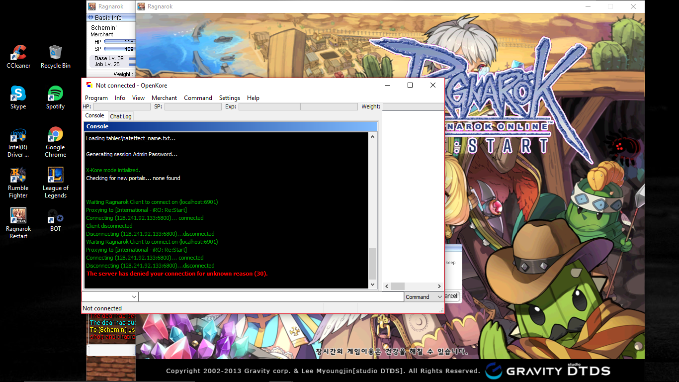 RE:Start Server has denied your connection. · Issue #734 · OpenKore/openkore · GitHub