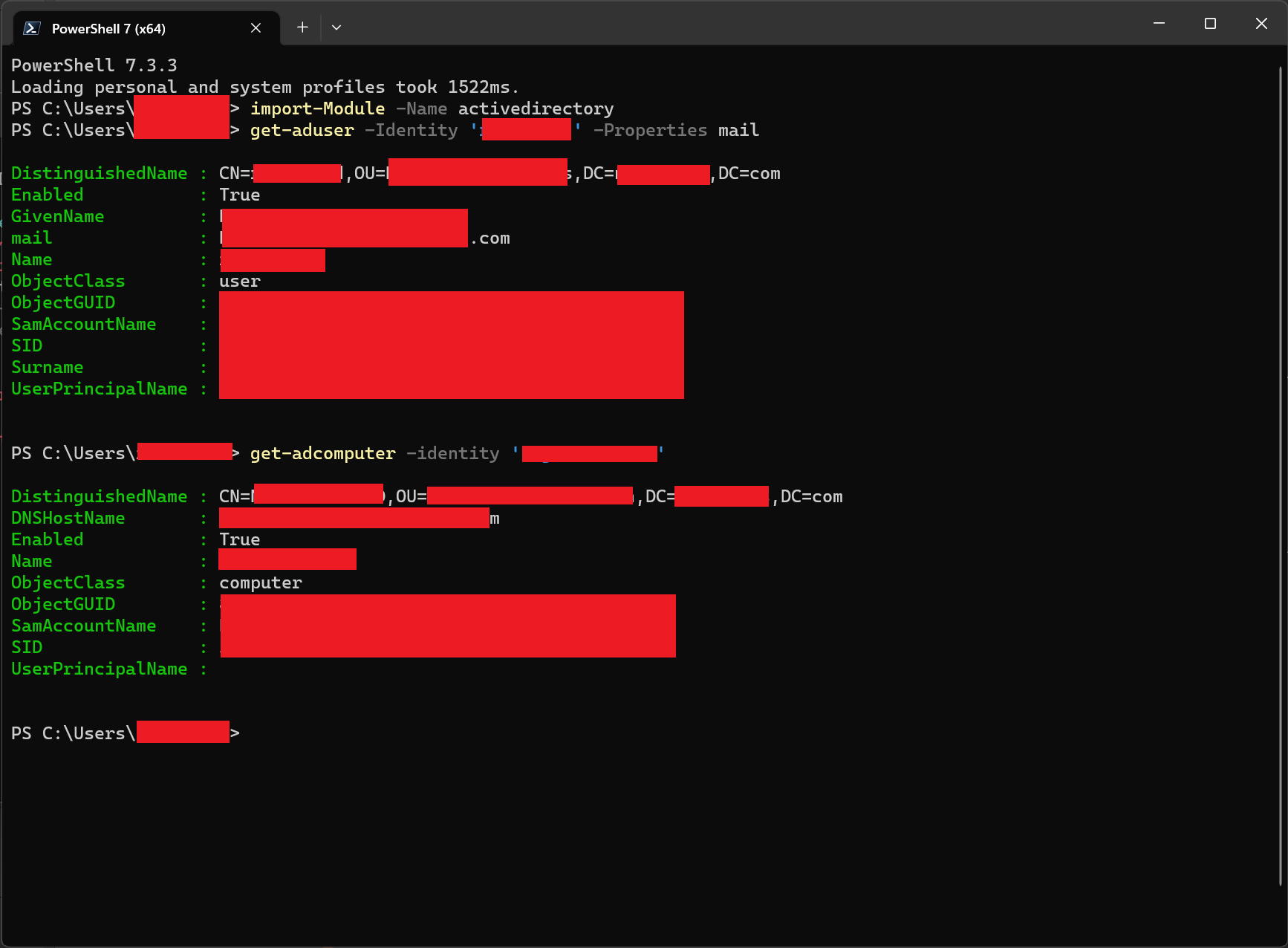 PowerShell 7.4.0-preview.2 - ActiveDirectory module - Attempting to perform the ...