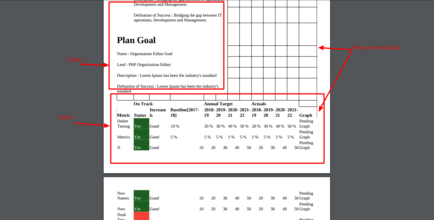 two tables can not view separately and both are merging automatically in PDF exporting. · Issue ...