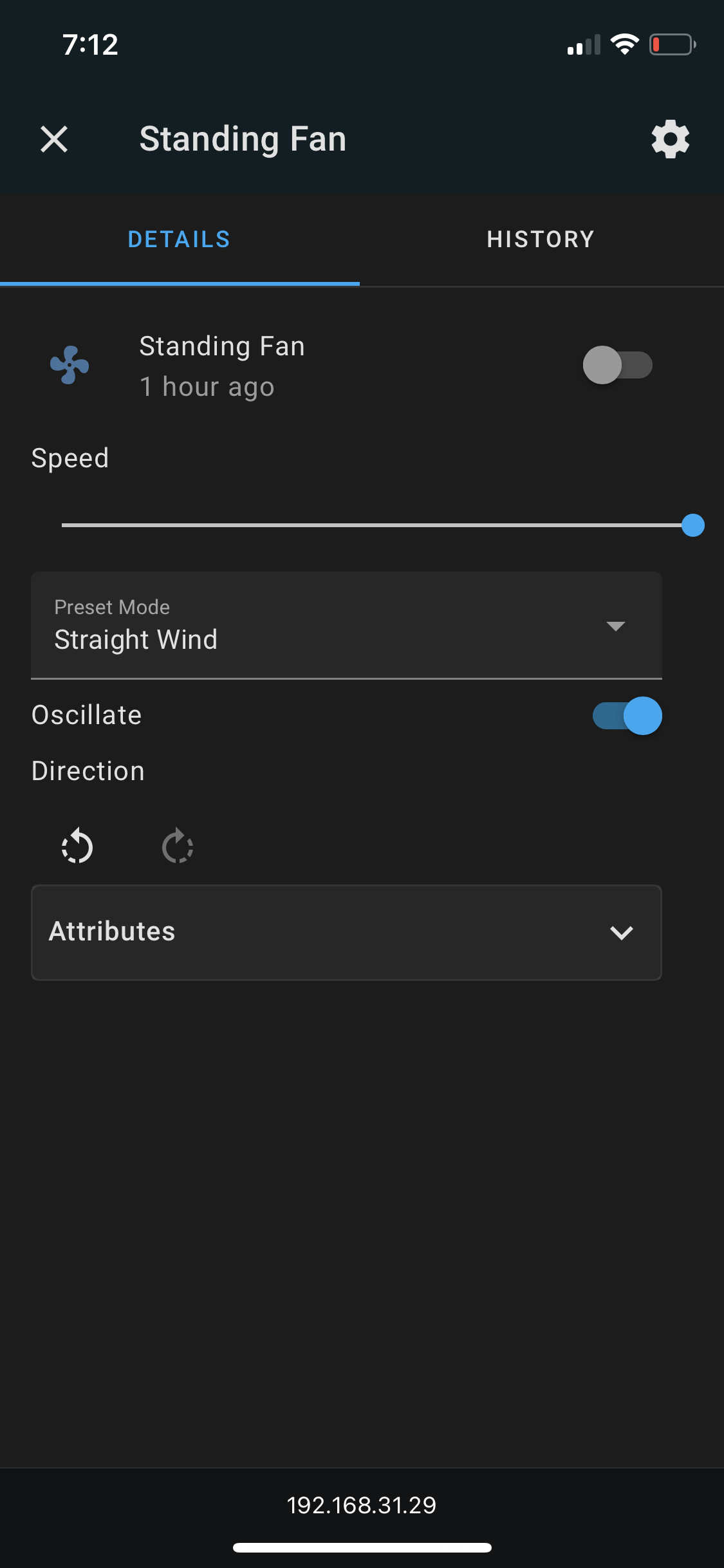 Homekit fan with oscillation direction toggle lacks oscillation toggle ...