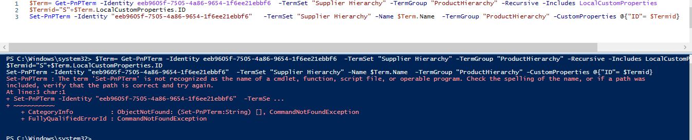 [BUG] Set-PnP Term command missing · Issue #1186 · pnp/powershell · GitHub