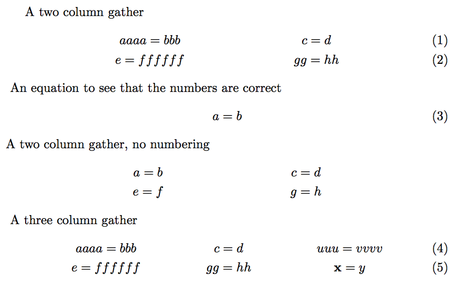 Support multiple columns in `gather` and `gather*` · Issue #690 · latex3/latex2e · GitHub