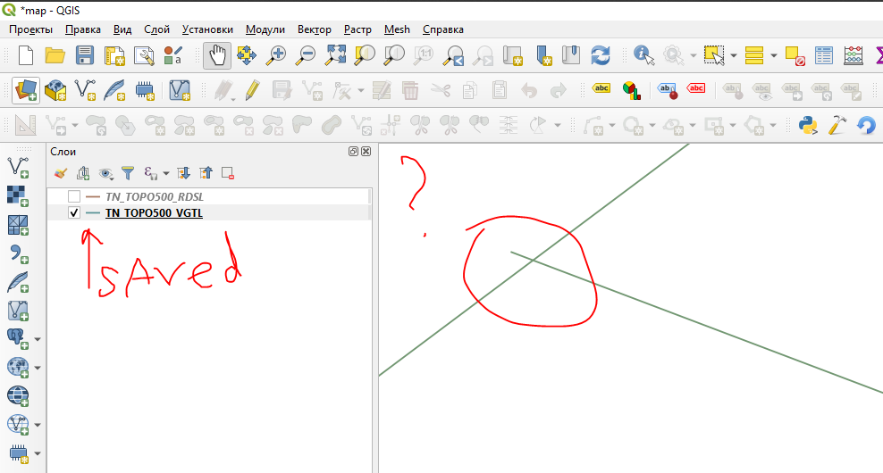 Touched Lines Intersect After Saving The Layer · Issue 34595 · Qgisqgis · Github