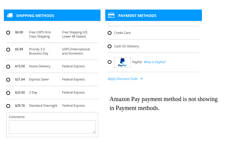 Amazon Pay not showing up as payment method with Magento 2.3.1 · Issue #478 · amzn/amazon ...