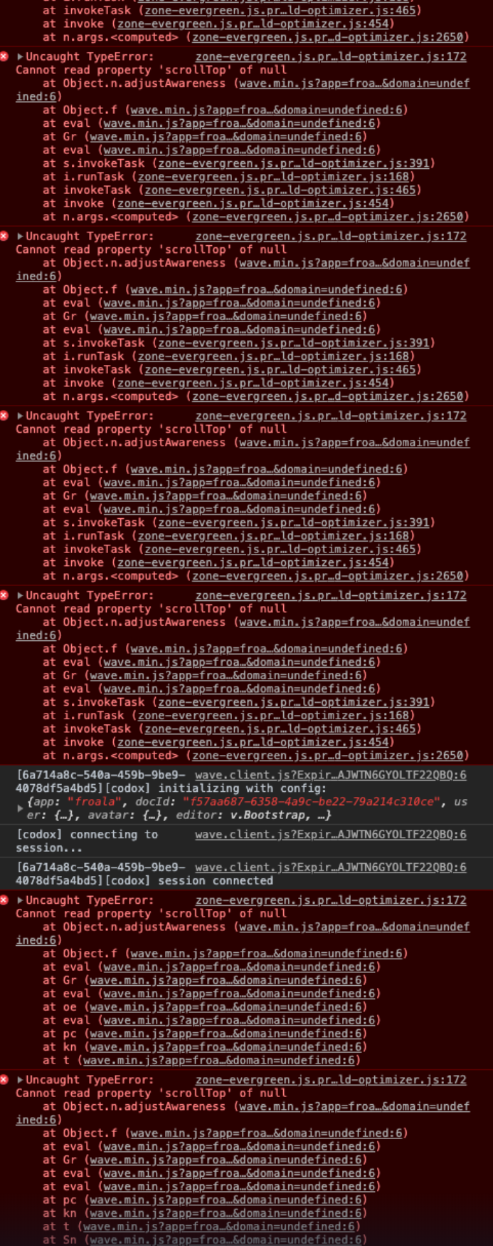 Angular - With codox enabled, getting an error constantly. Sometimes freezes the browser · Issue ...
