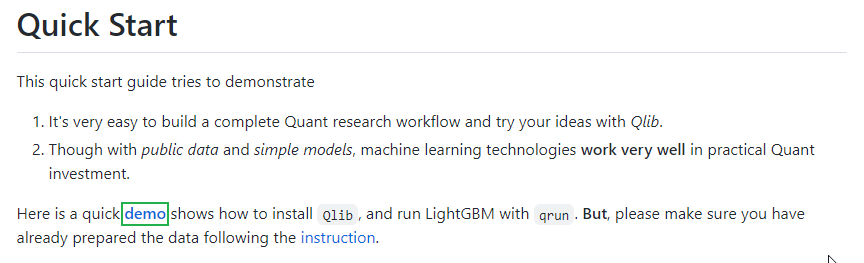 Demo Link From The Quick Start Section Doesn T Work · Issue 1280 · Microsoft Qlib · Github