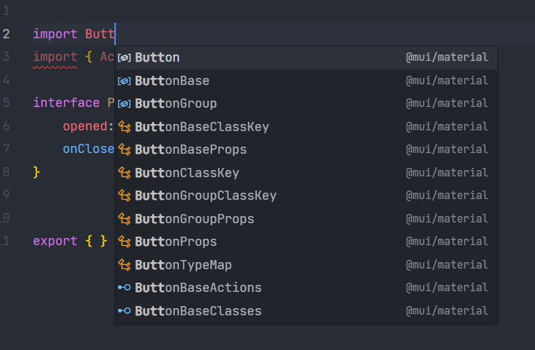 import Suggestions don't work if typed before the interface declaration ...