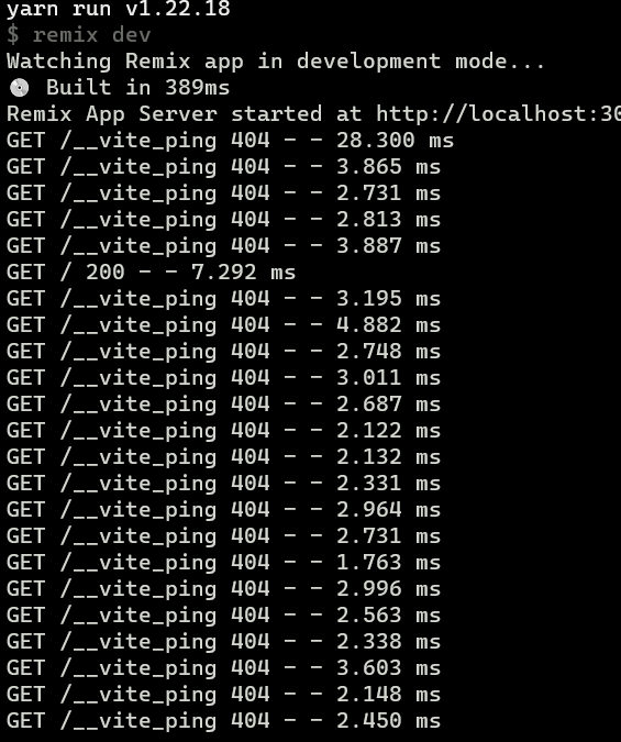 GET /__vite_ping 404 - - x.xxx ms repeated in terminal console · Issue #3580 · remix-run/remix ...