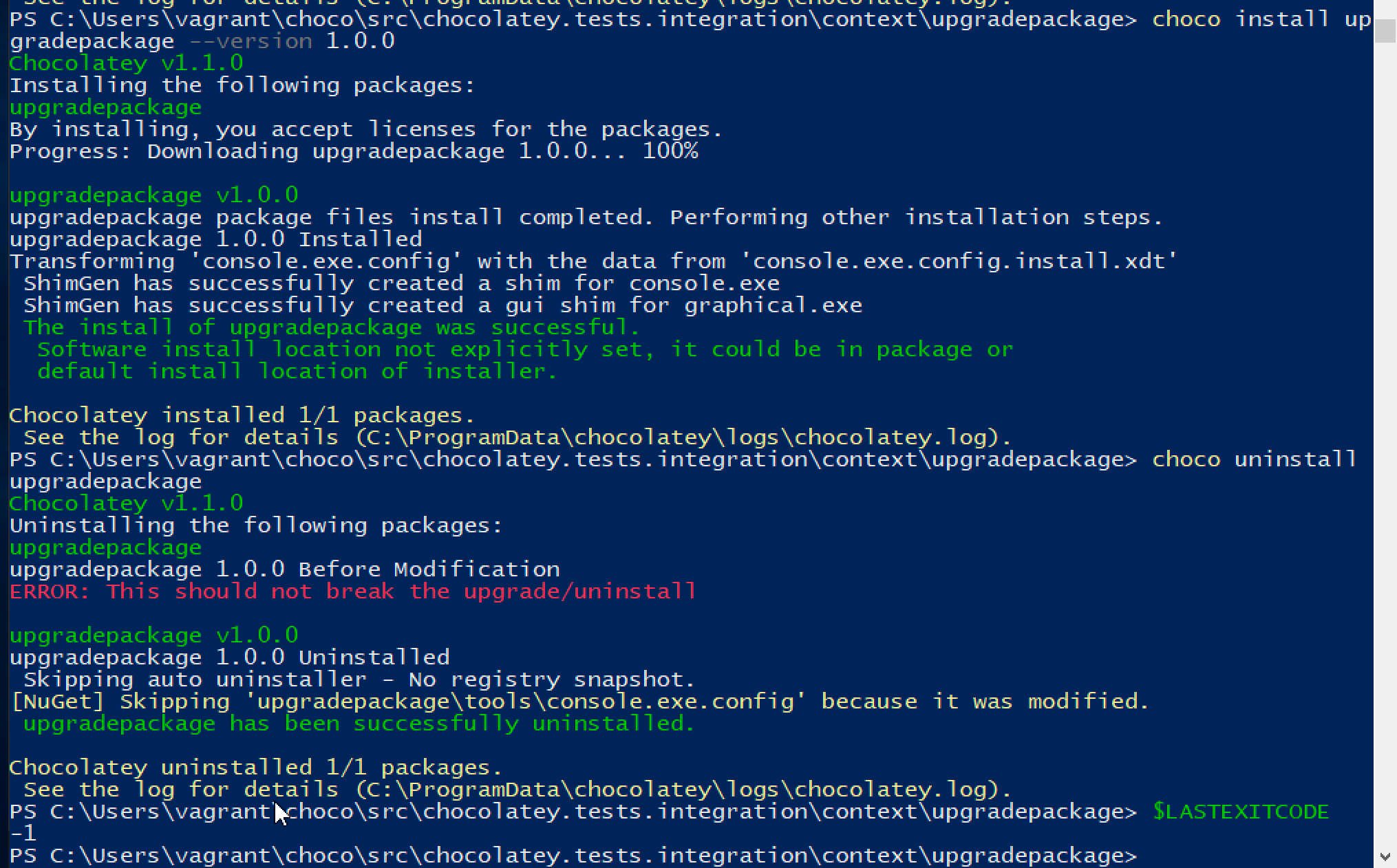 An Error Thrown In `chocolateybeforemodifyps1` Results In The Upgrade Reporting Success But