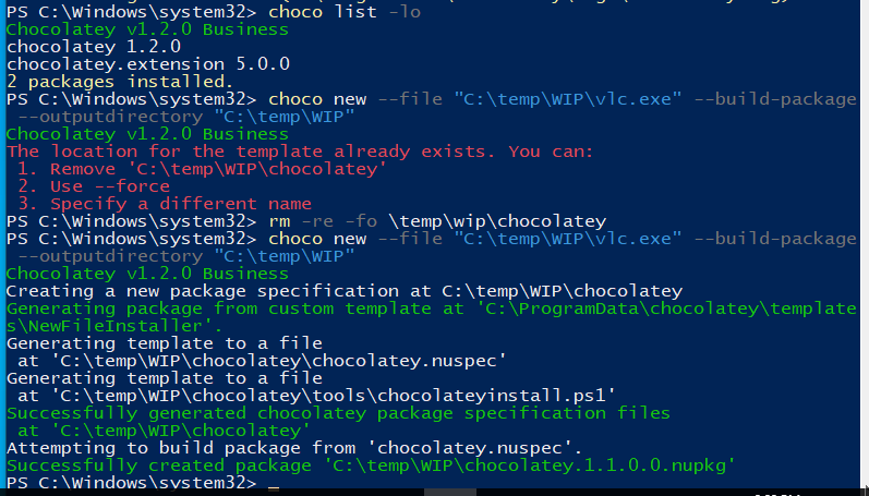 Running `choco new --file` returns "Cannot Combine Path" Error when Chocolatey Licensed ...
