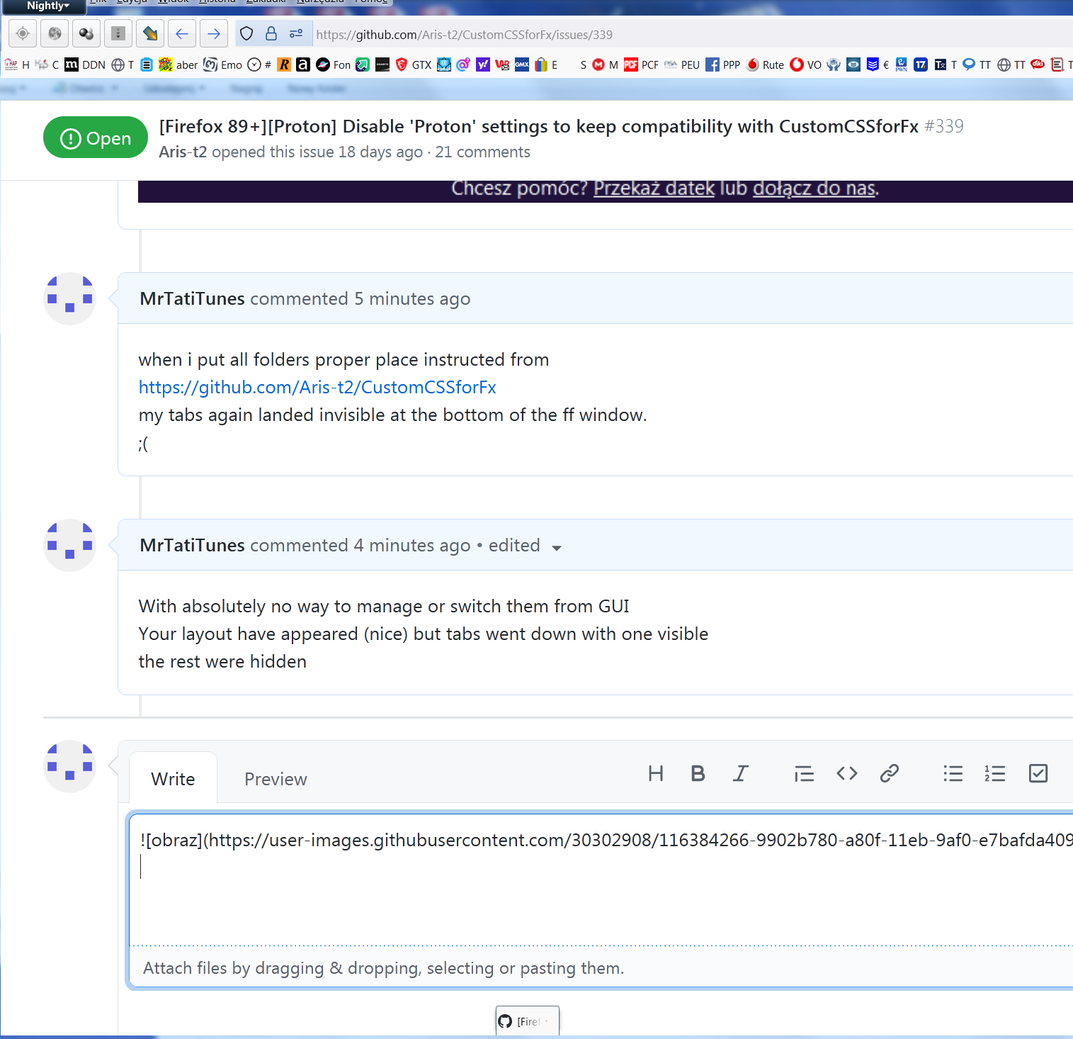 [Firefox 89+][Proton] Disable 'Proton' settings to keep compatibility with CustomCSSforFx ...