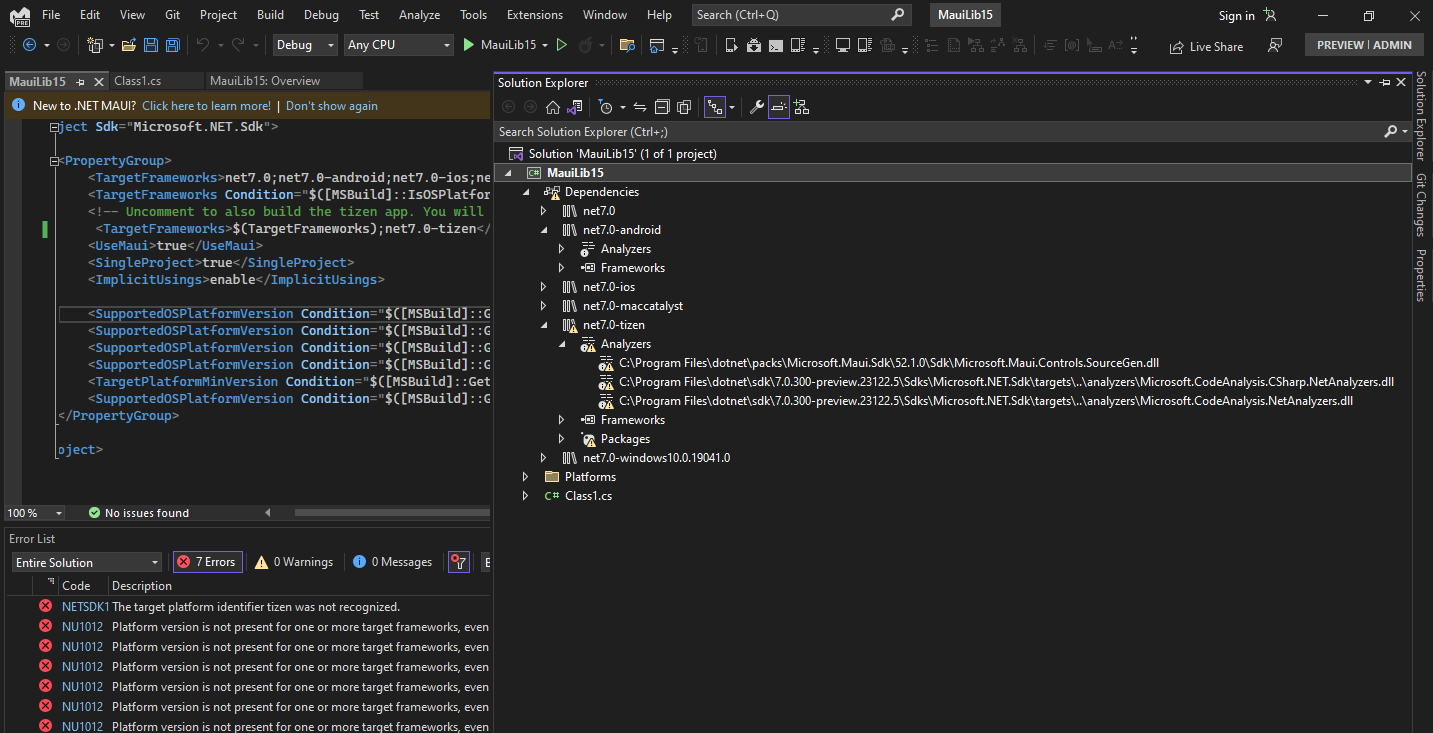 [preview][tizen] 8 and 7 both preview build tizen not works · Issue #31366 · dotnet/sdk · GitHub