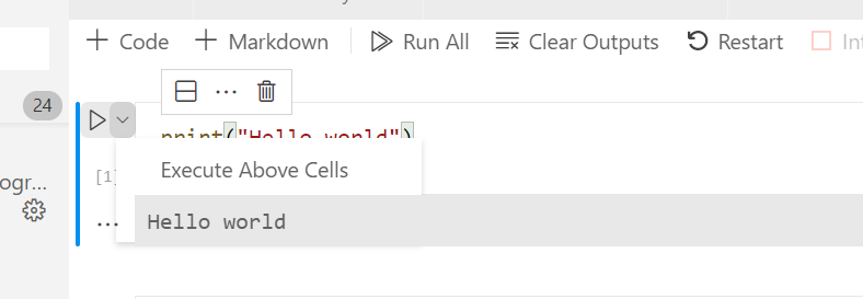 Consolidated run button context menu renders behind cell output · Issue ...