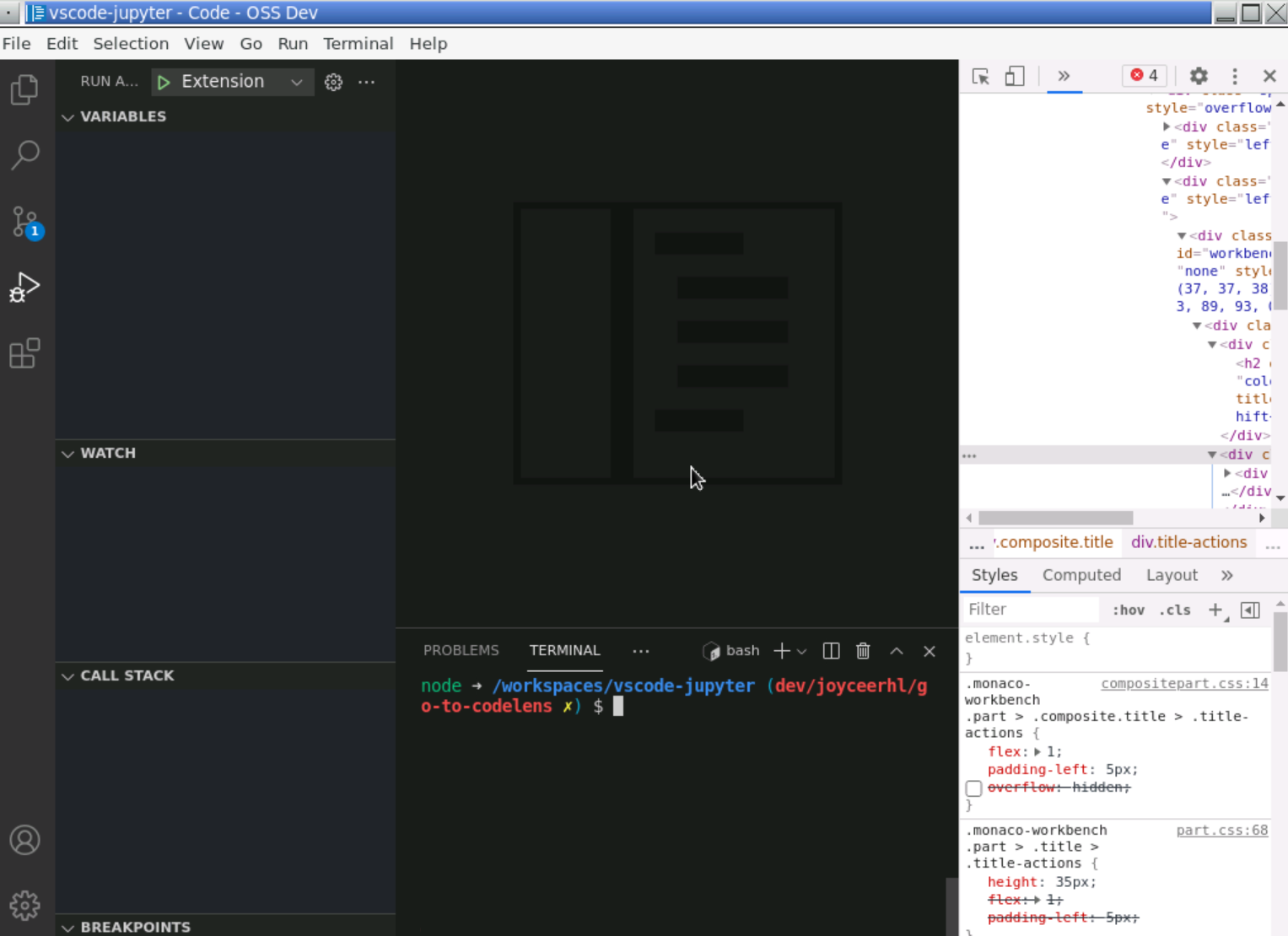 Debug dropdown is hidden by 'Run And Debug' title · Issue #128368 ...