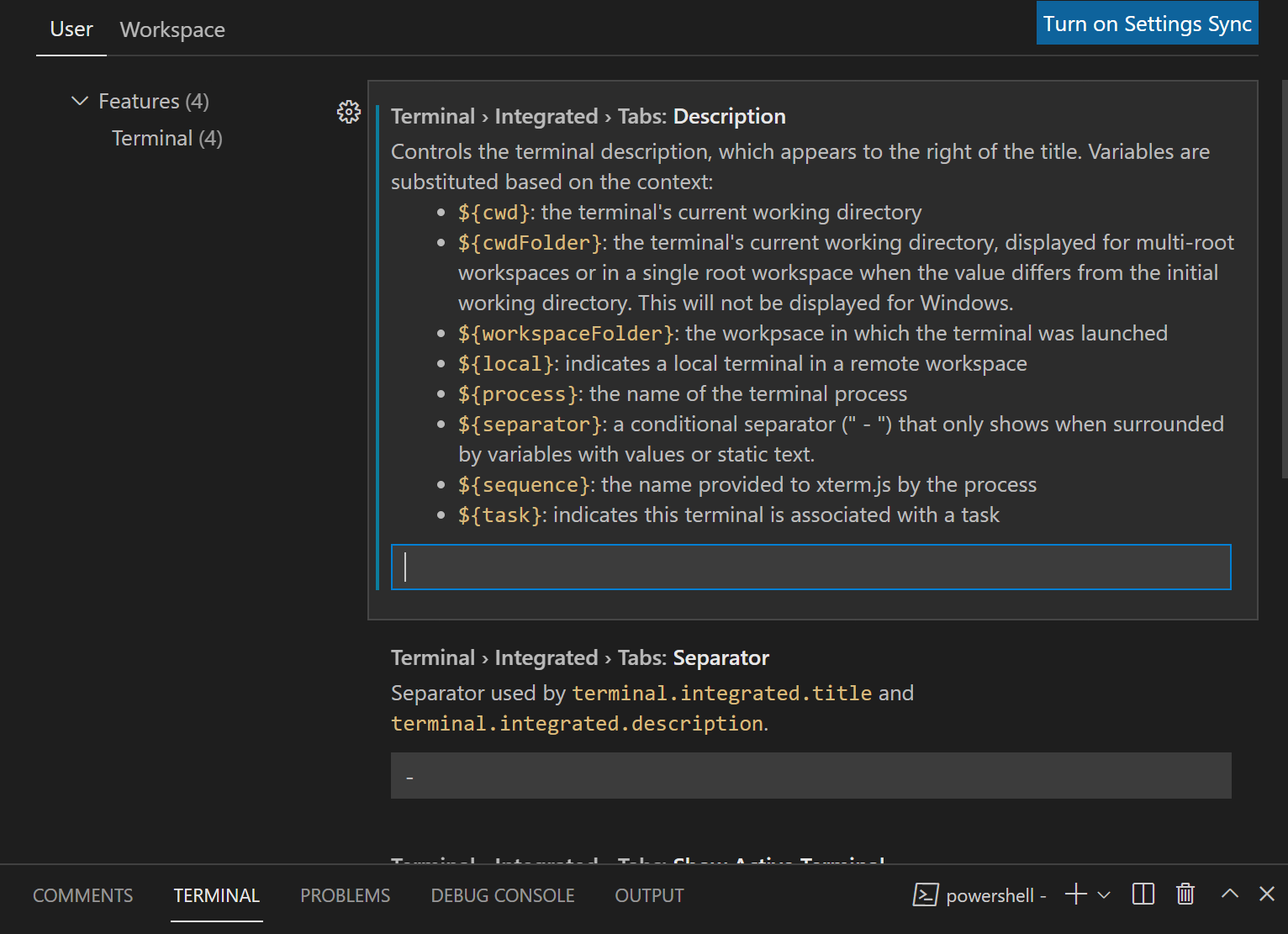 Terminal tab titles - Empty string versus no entry handled differently ...