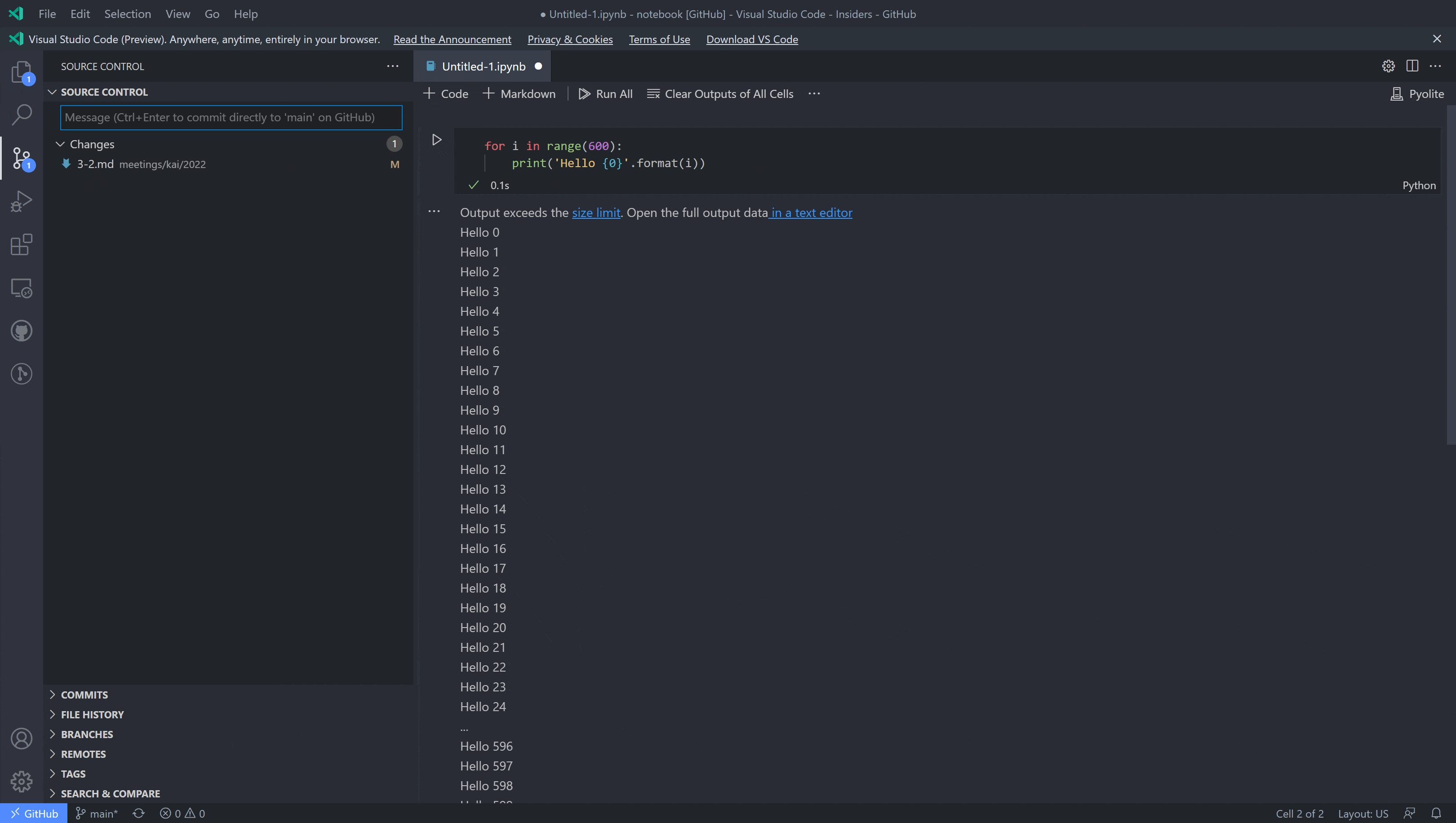 Open In Notebook Editor Codelens For Large Notebook Outputs Throws Error · Issue 143966 