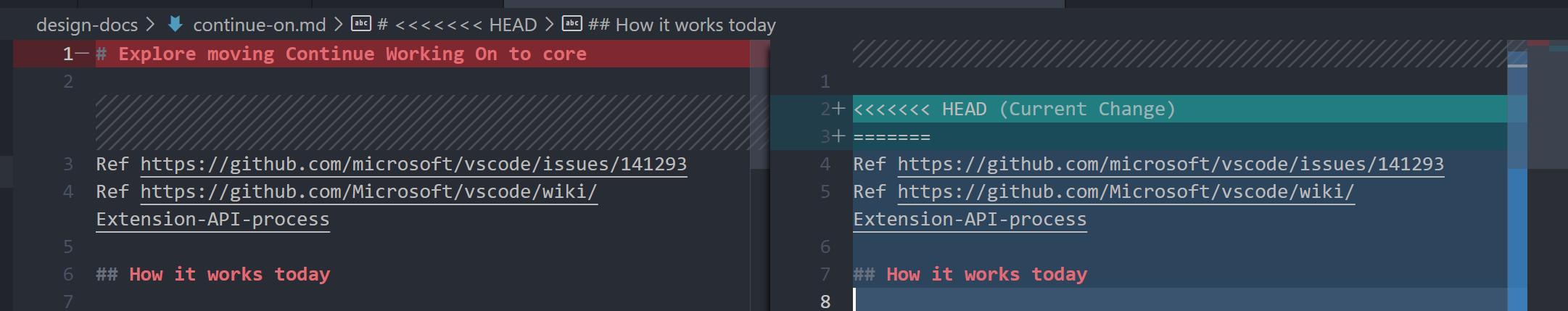 Merged files after pulling contain unhelpful/incorrect diff · Issue ...
