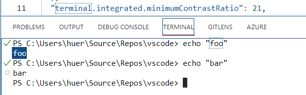`terminal.integrated.minimumContrastRatio` not applied to terminal decorations · Issue #150911 ...