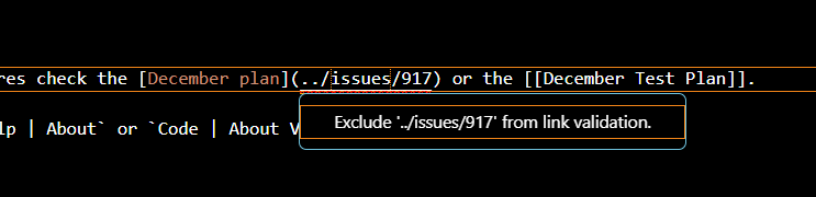 No quick action to disable markdown link validation in certain contexts · Issue #150917 ...