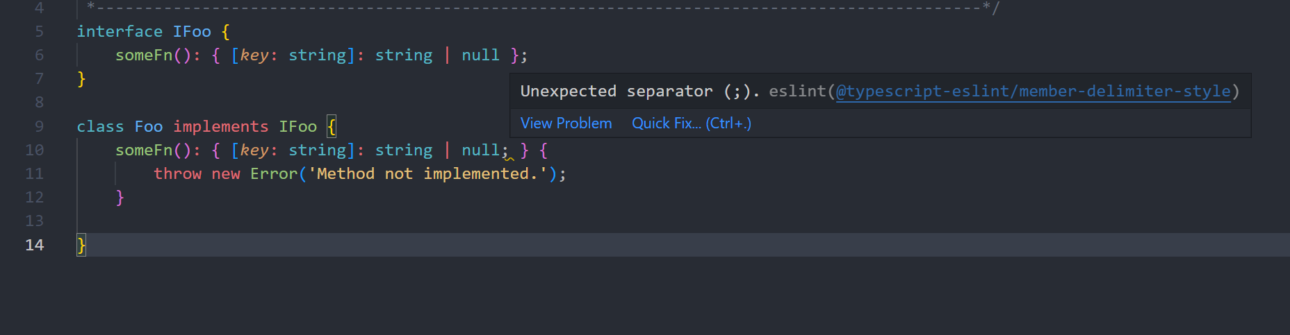 "Implement interface" TS refactoring adds extra semicolon in type · Issue #50244 · microsoft ...