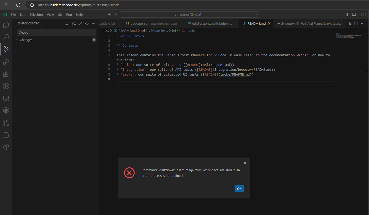 `process is not defined` when using `Insert Image from Workspace` · Issue #164782 · microsoft ...