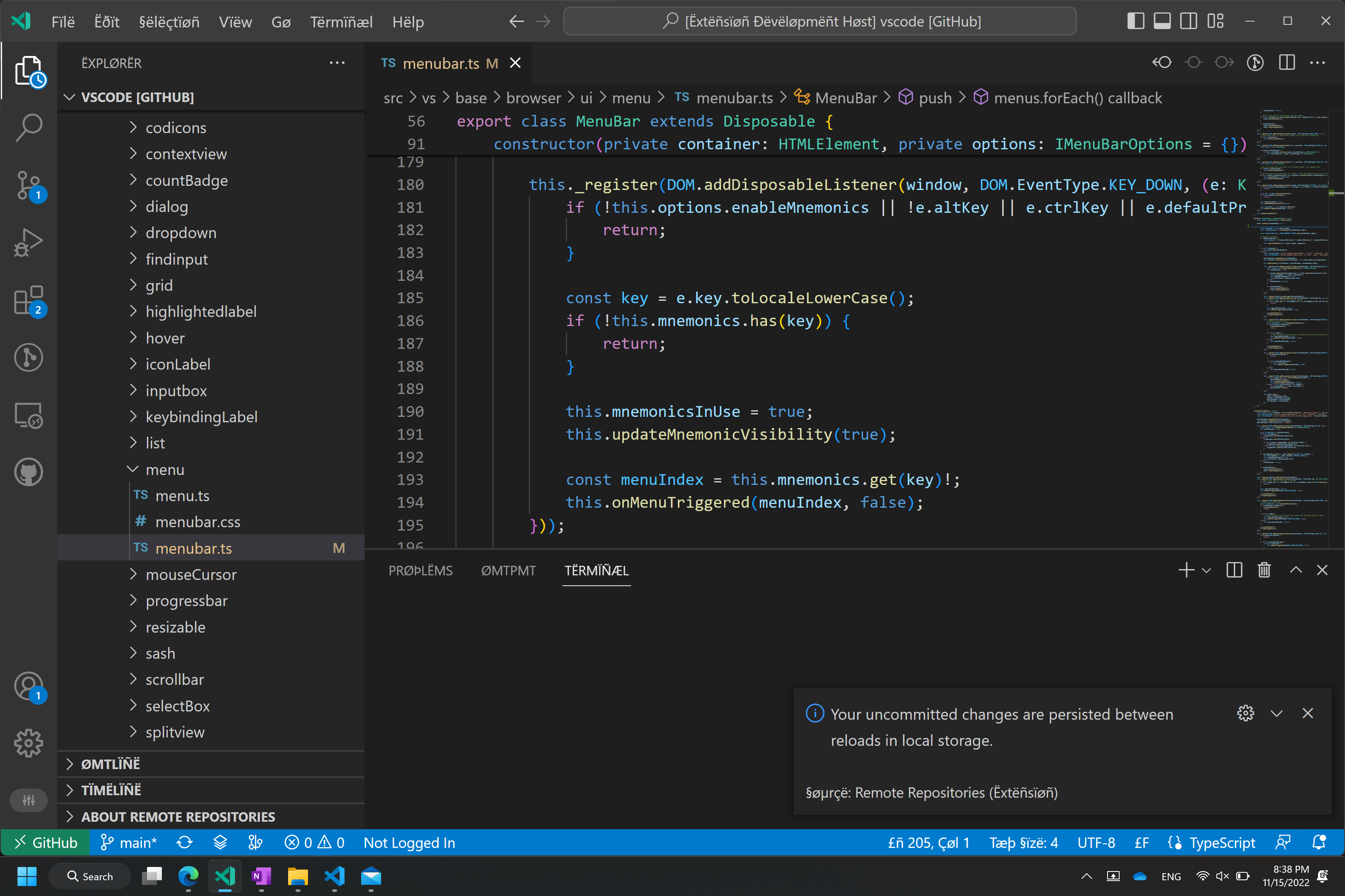 Provide in-product documentation of how uncommitted changes are ...