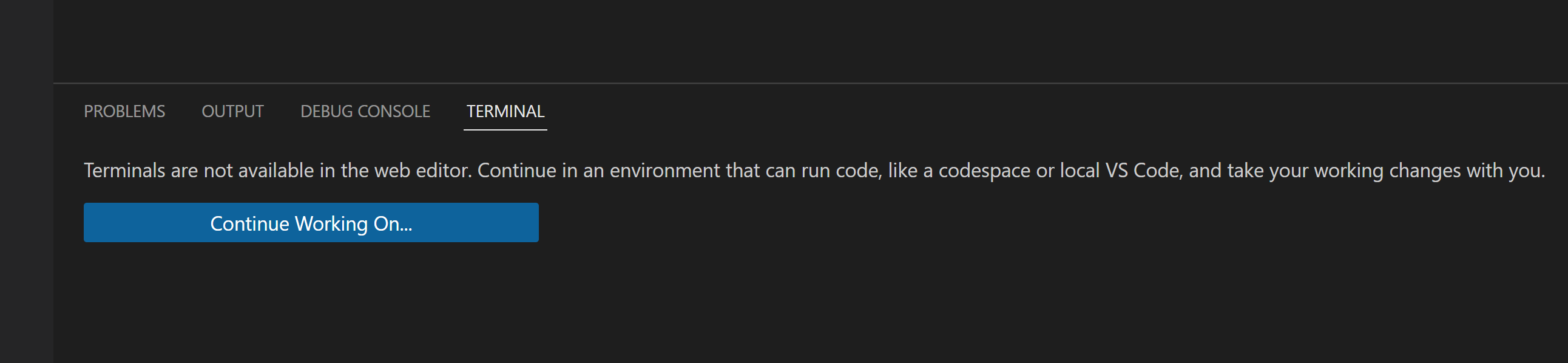Continue On in web terminal/debug without remote repository should not ... Continue On in web terminal/debug without remote repository should not ...
