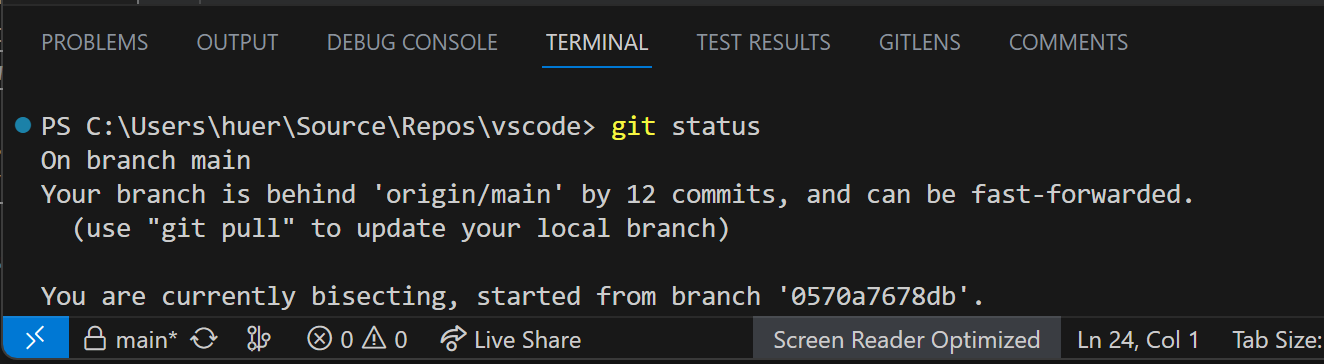 SCM consolidated status bar item no longer reflects incoming/outgoing changes · Issue #184102 ...
