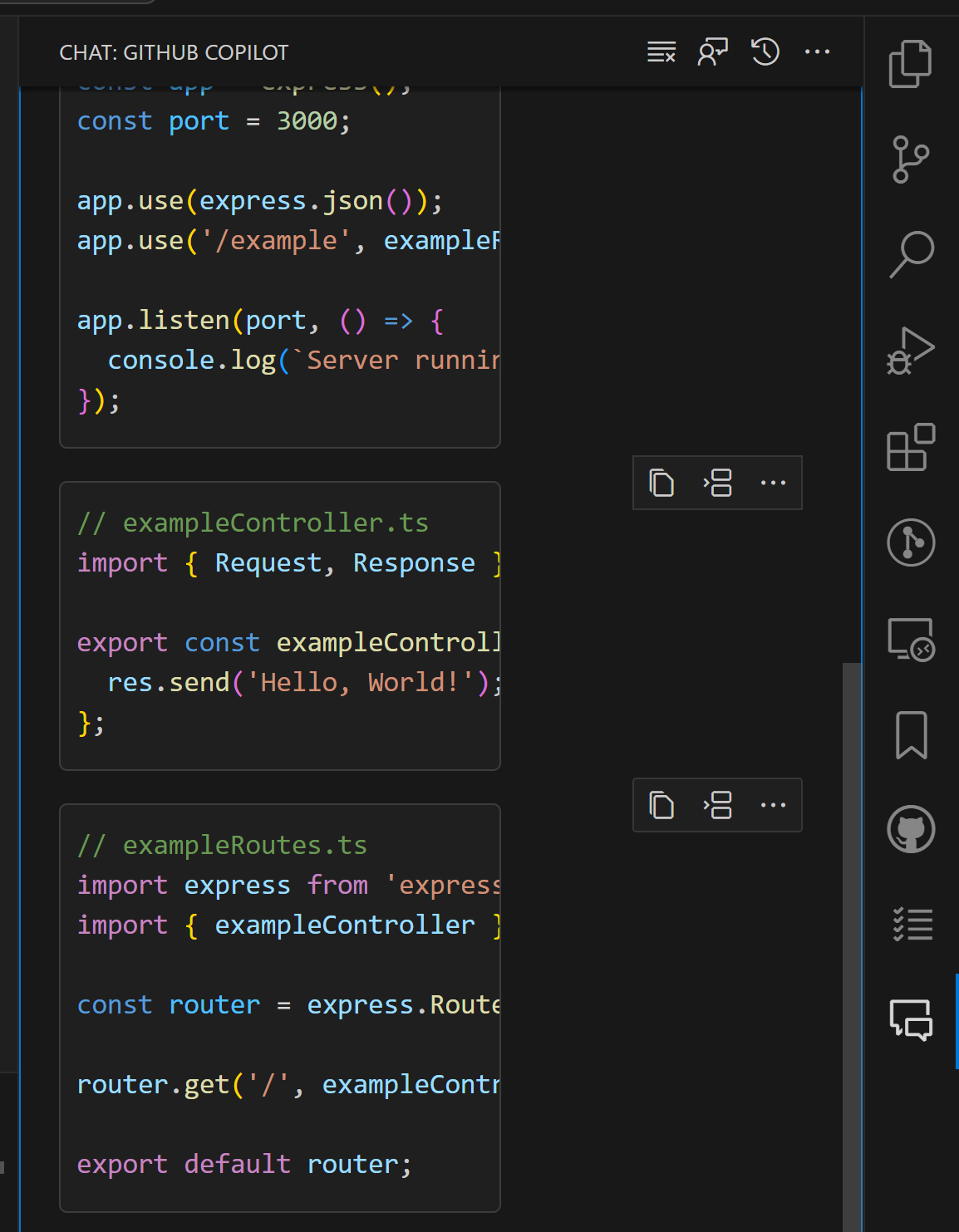 Code blocks in chat response do not resize with sidebar if transferred from quick chat · Issue ...
